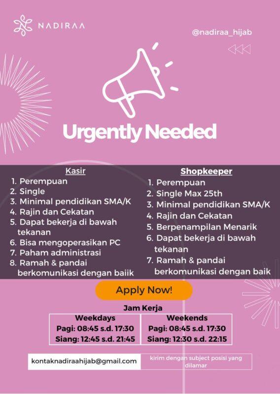 Lowongan Kerja Kasir - Shopkeeper di Nadiraa Hijab - LokerJogja.ID