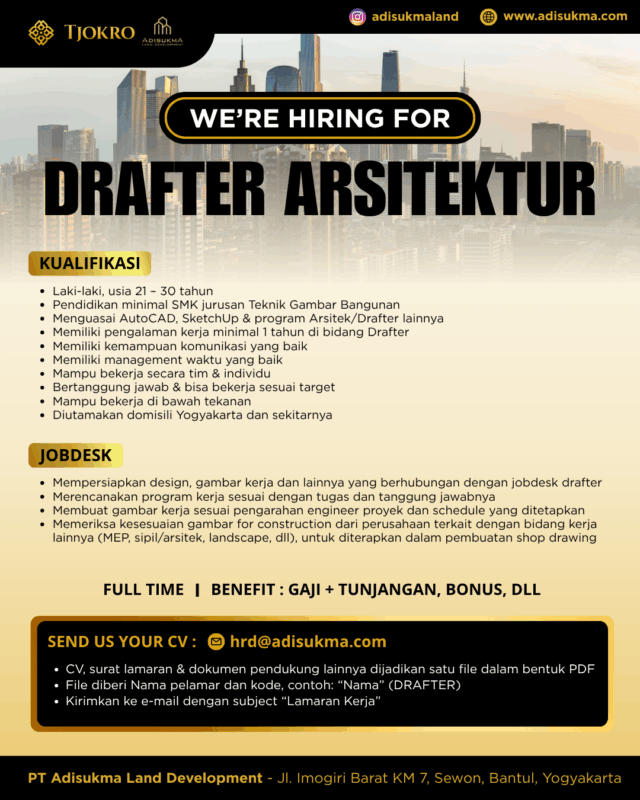 Lowongan Kerja Drafter Arsitektur di PT. Adisukma Land Development ...