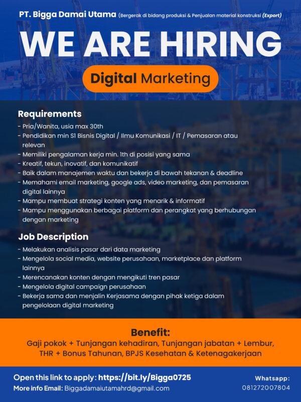 Lowongan Kerja Digital Marketing di PT. Bigga Damai Utama - LokerJogja.ID