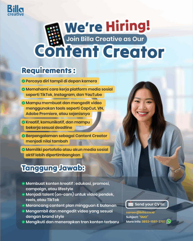 Lowongan Kerja Content Creator - Live Streaming Host (Part Time) di PT. Billa Corp Indonesia ...