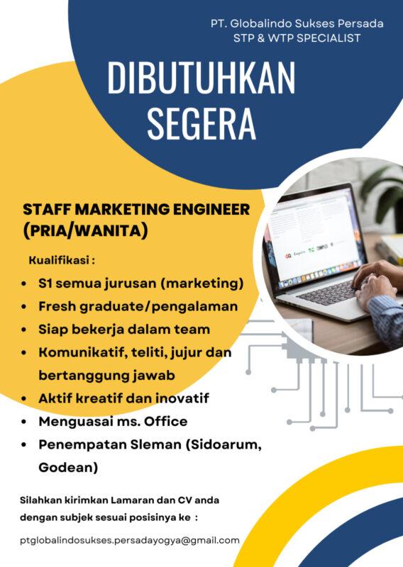 Lowongan Kerja Staff Marketing Engineer di PT. Globalindo Sukses Persada - LokerJogja.ID