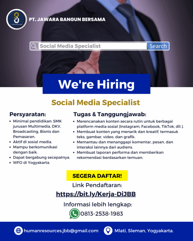 Lowongan Kerja Social Media Specialist - Finance & Accounting - HR Generalist di PT. Jawara ...