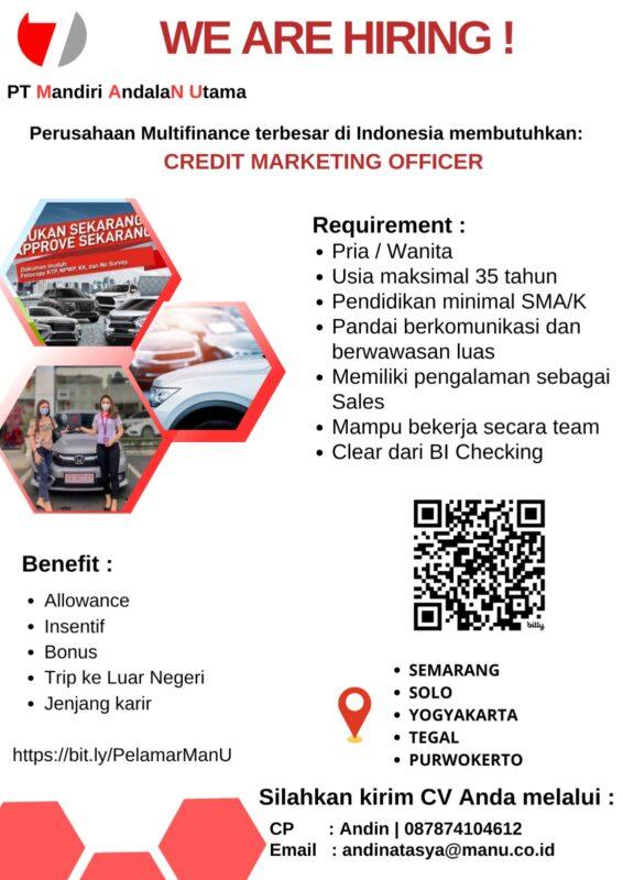 Lowongan Kerja Credit Marketing Officer di PT. Mandiri Andalan Utama ...
