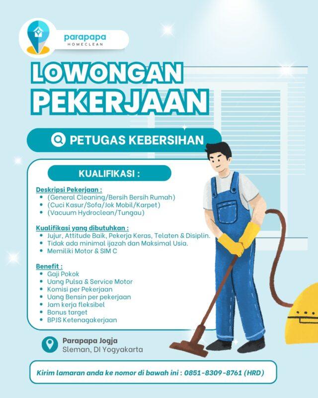 Lowongan Kerja Petugas Kebersihan di Parapapa Homeclean - LokerJogja.ID
