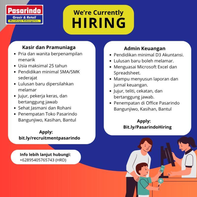 Lowongan Kerja Kasir dan Pramuniaga - Admin Keuangan di Pasarindo Grosir & Retail - LokerJogja.ID