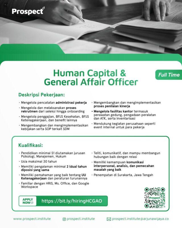 Lowongan Kerja Human Capital & General Affair Officer di Prospect ...
