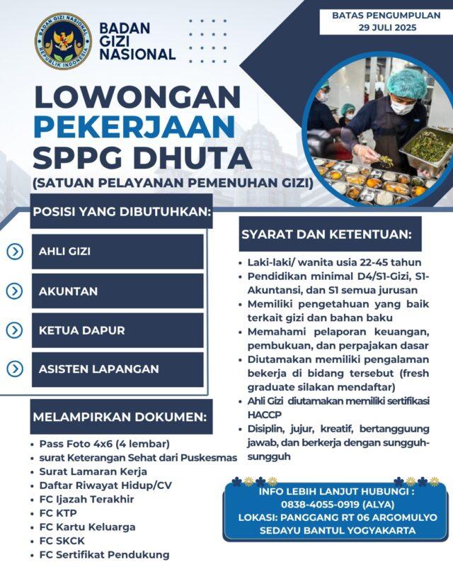 Lowongan Kerja Driver & Asisten Driver - Tim Persiapan Bahan Makanan ...