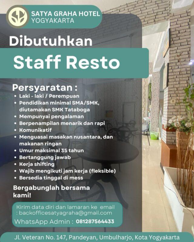 Lowongan Kerja Staff Resto - Staff Butik - Supervisor FnB Service dan ...