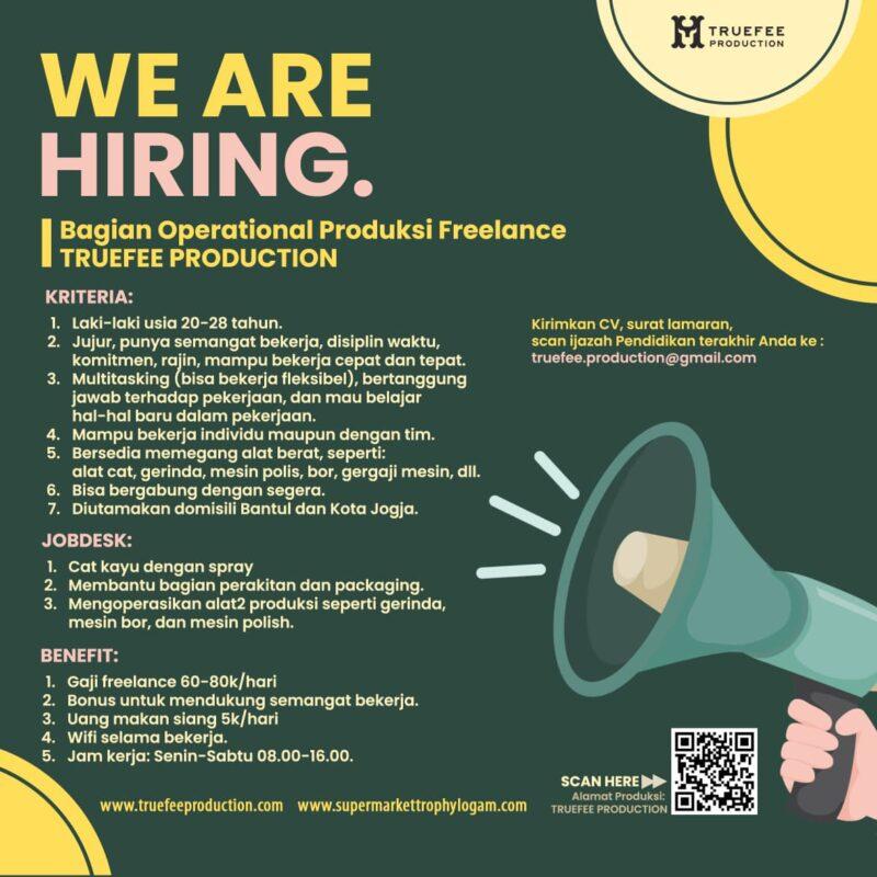 Lowongan Kerja Bagian Operational Produksi Freelance di Truefee Production - LokerJogja.ID