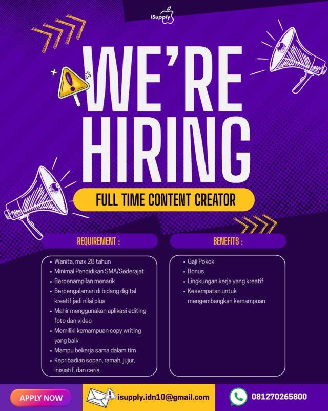 Lowongan Kerja Content Creator Full Time di Isupply Apple Jogja ...