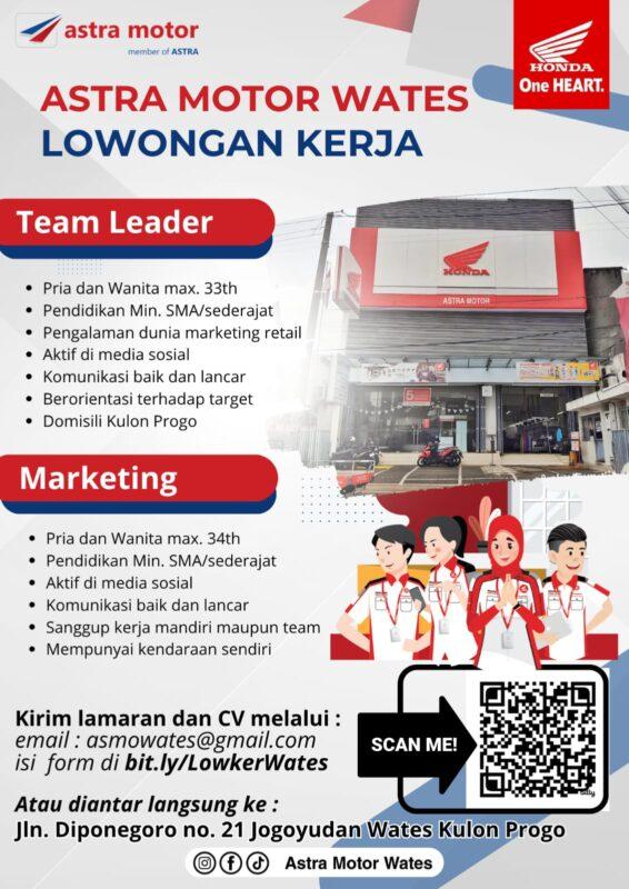 Lowongan Kerja Team Leader - Marketing di Astra Motor Wates - LokerJogja.ID