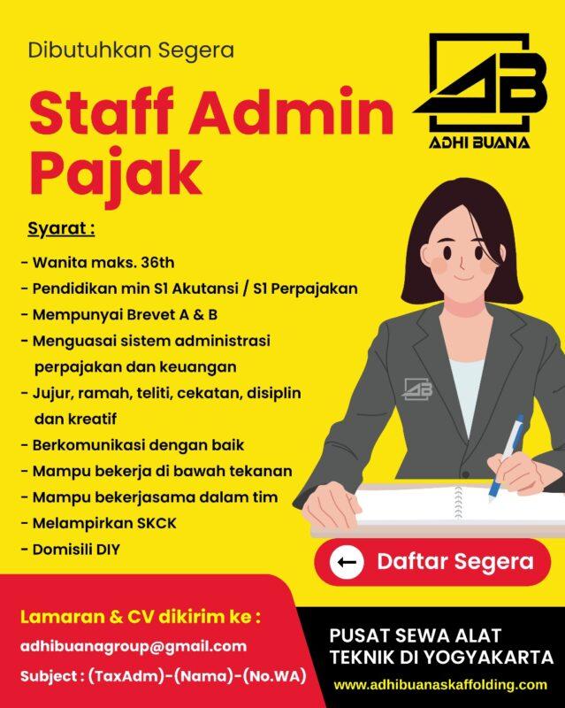 Lowongan Kerja Staff Admin Pajak di CV. Adhi Buana - LokerJogja.ID