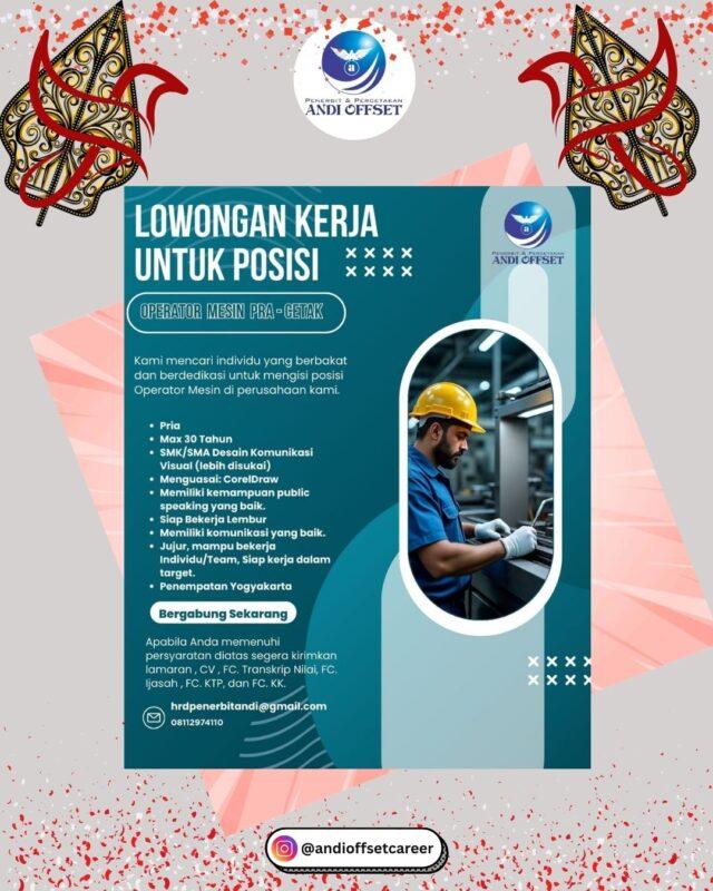 Lowongan Kerja Operator Mesin Pra Cetak - Document Controller ...