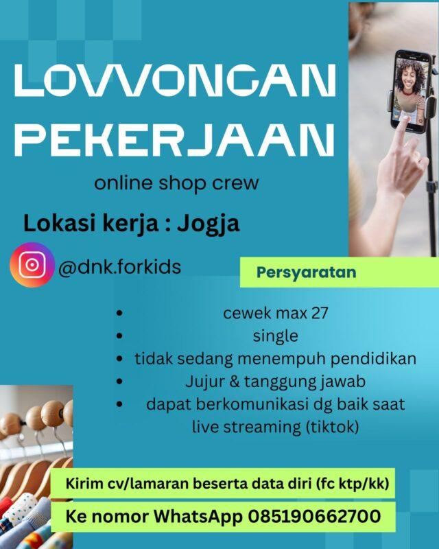 Lowongan Kerja Online Shop Crew di Dnk.forkids - LokerJogja.ID
