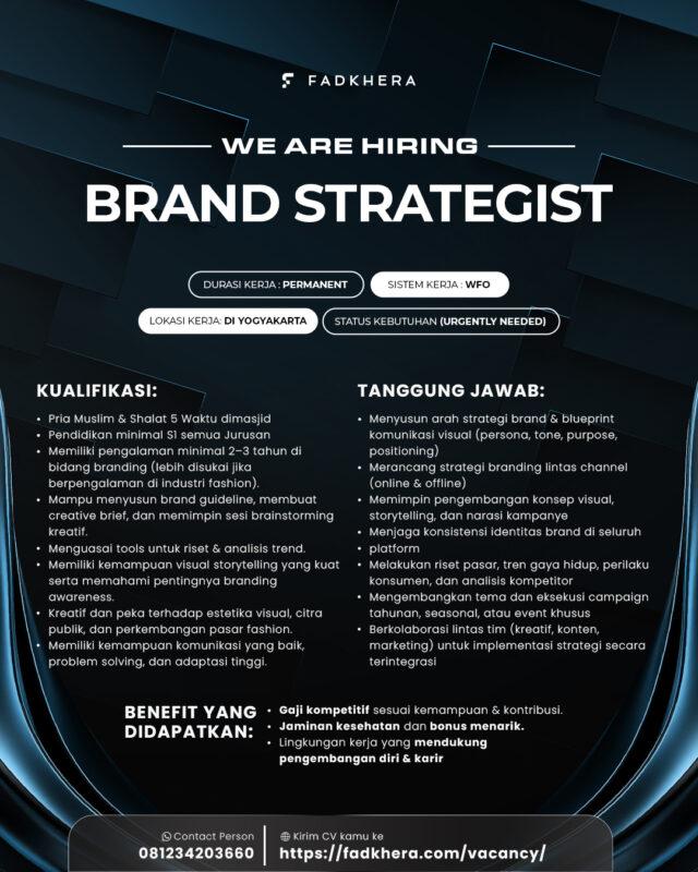 Lowongan Kerja Brand Strategist - Sosial Media Specialist - Sales ...