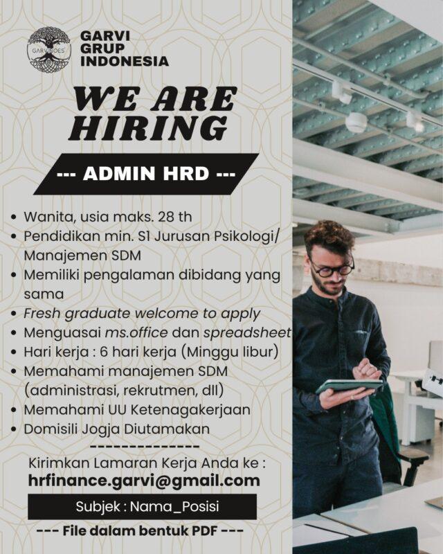 Lowongan Kerja Admin HRD di Garvi Group - LokerJogja.ID