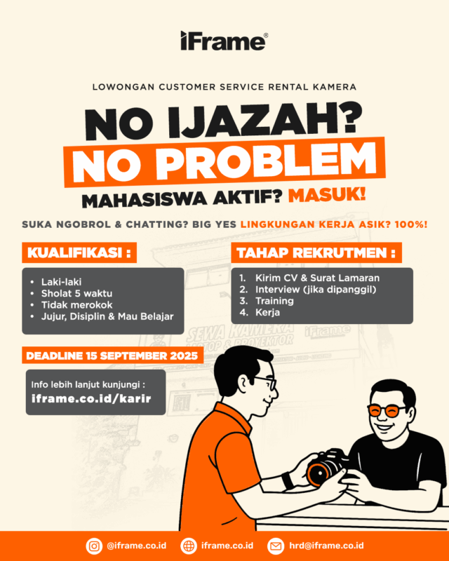 Lowongan Kerja Customer Service Rental Kamera di PT. IFRAME Solusi Multimedia - LokerJogja.ID
