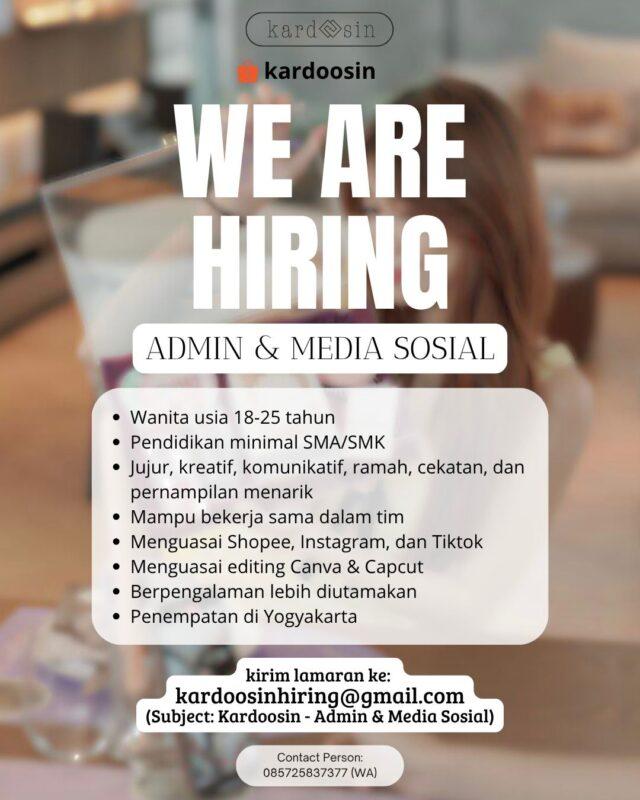 Lowongan Kerja Admin & Media Sosial di Kardoosin - LokerJogja.ID