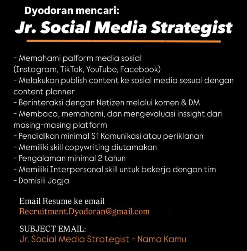 Lowongan Kerja Social Media Admin di Dyodoran - LokerJogja.ID