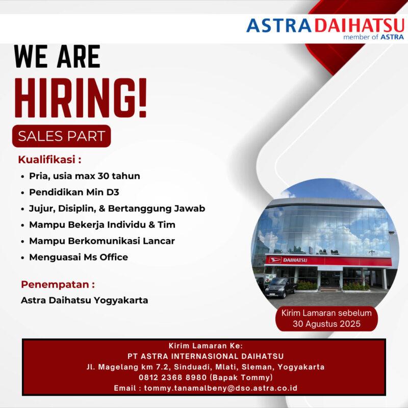 Lowongan Kerja Sales Part di PT. Astra Internasional Tbk. Daihatsu - LokerJogja.ID