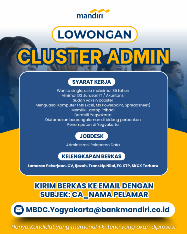 Lowongan Kerja Cluster Admin di PT. Bank Mandiri Persero Tbk ...