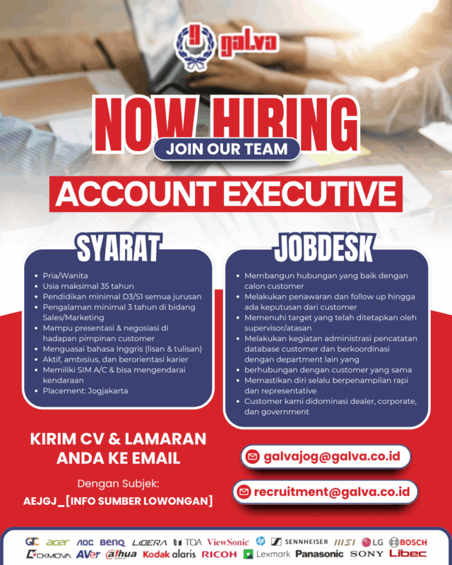 Lowongan Kerja Account Executive di PT. Galva Galindra Multi Cipta ...