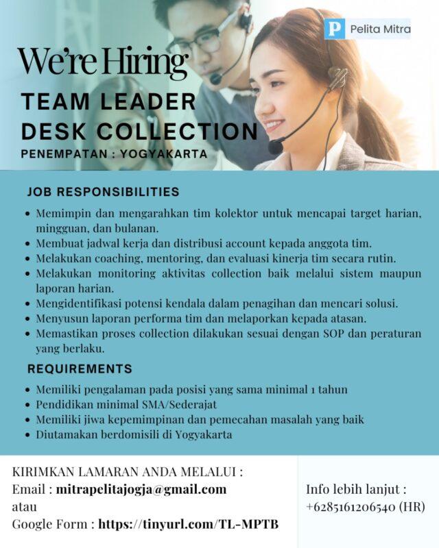 Lowongan Kerja Team Leader Desk Collection di PT. Mitra Pelita Terangi ...