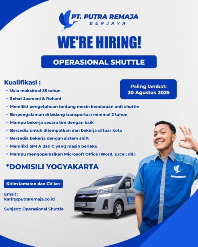 Lowongan Kerja Operasional Shuttle di PT. Putra Remaja Berkarya ...