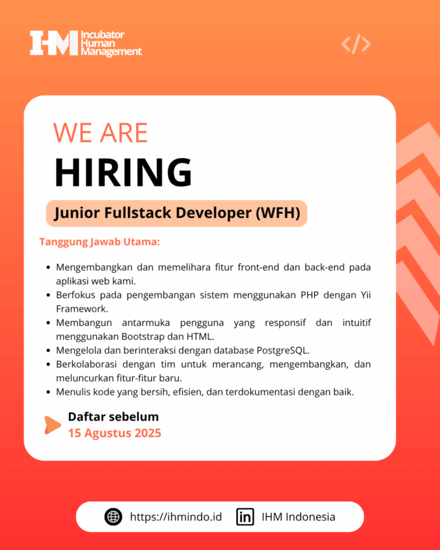 Lowongan Kerja Junior Fullstack Web Developer WFH di PT. Renjana ...