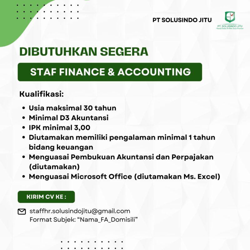 Lowongan Kerja Staf Finance & Accounting - Content Creator di PT ...