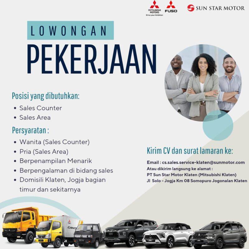Lowongan Kerja Sales Counter - Sales Area di PT. Sun Star Motor Klaten ...