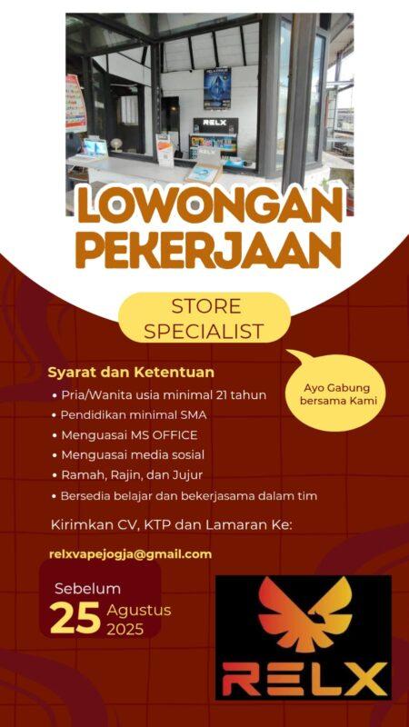 Lowongan Kerja Store Specialist di Relx Store Cafe Brick - LokerJogja.ID