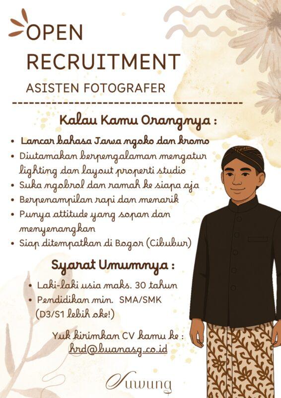 Lowongan Kerja Asisten Fotografer di Suwung Studio - LokerJogja.ID