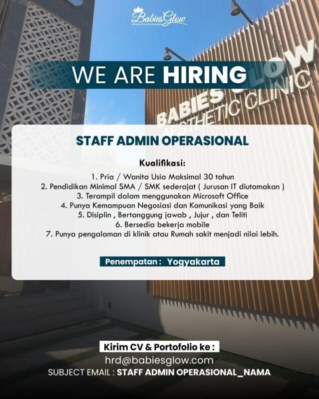 Lowongan Kerja Staff Admin Operasional di Babies Glow - LokerJogja.ID