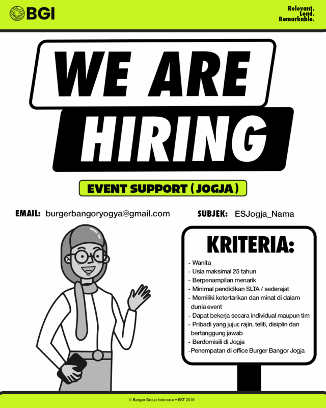 Lowongan Kerja Event Support - Field Support di Burger Bangor - LokerJogja.ID