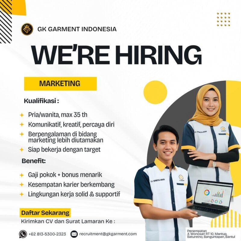 Lowongan Kerja Marketing di GK Garment Indonesia - LokerJogja.ID