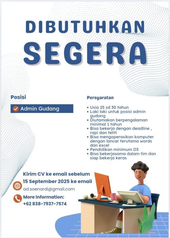 Lowongan Kerja Admin Gudang - Staff Finishing Jahit - Host Live Sale di Batik Soenardi ...