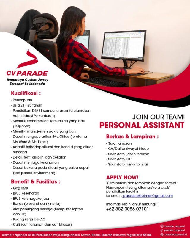 Lowongan Kerja Personal Assistant di CV. Parade Factory AB - LokerJogja.ID