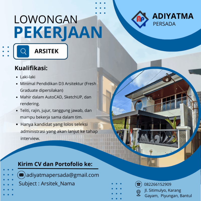 Lowongan Kerja Arsitek di CV. Adiyatma Persada - LokerJogja.ID