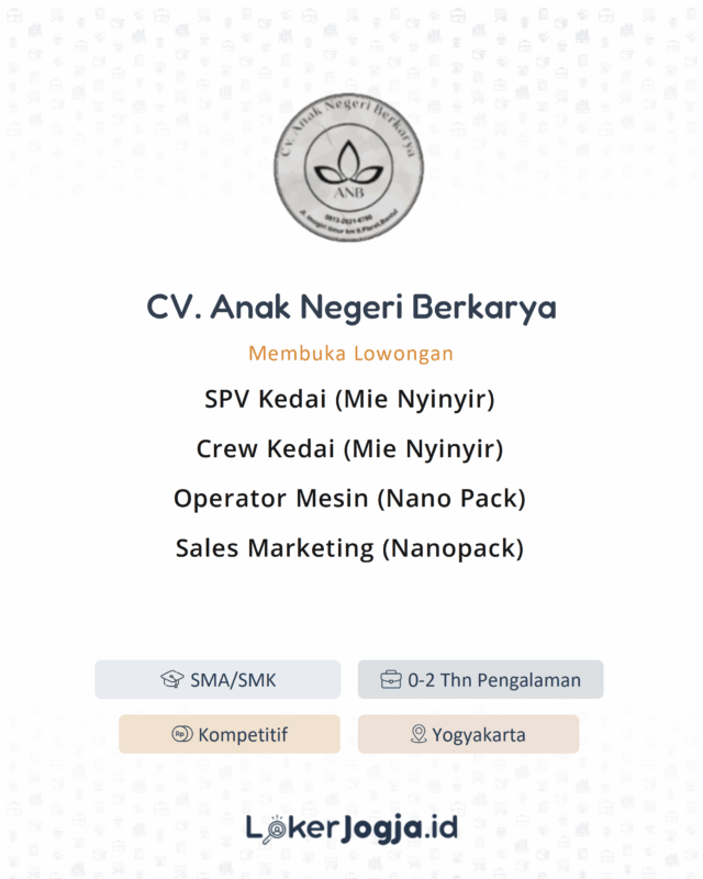 Lowongan Kerja SPV Kedai (Mie Nyinyir) - Crew Kedai (Mie Nyinyir ...