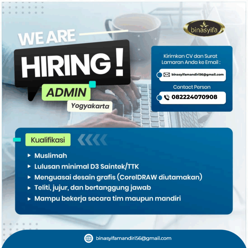 Lowongan Kerja Admin di CV. Bina Syifa Mandiri - LokerJogja.ID