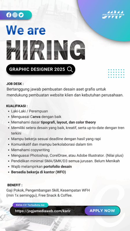 Lowongan Kerja Graphic Designer di CV. Jogja Media Web (JMW ...