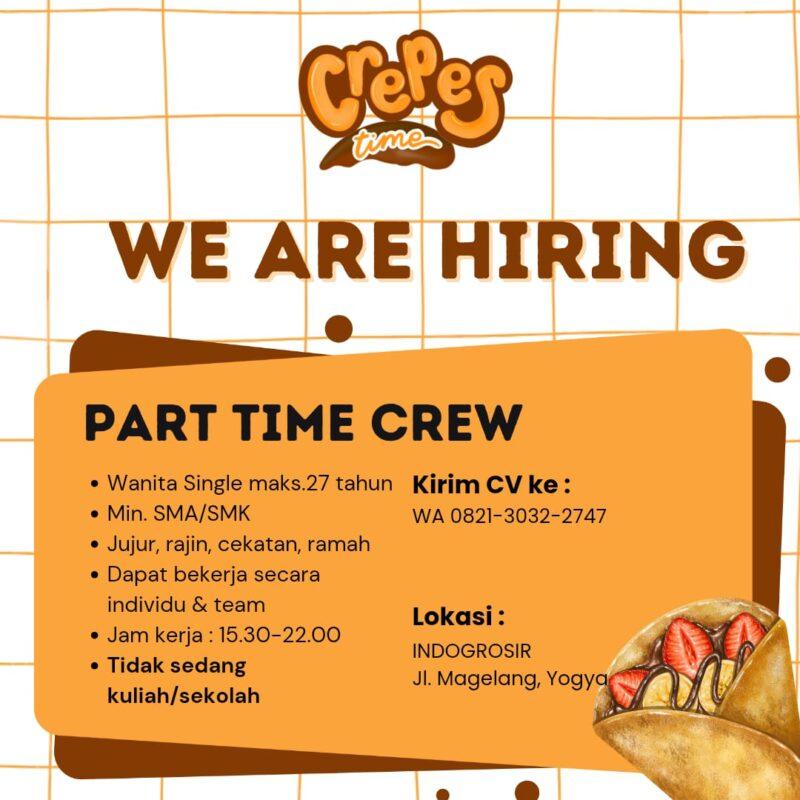 Lowongan Kerja Part Time Crew di Crepes Time - LokerJogja.ID