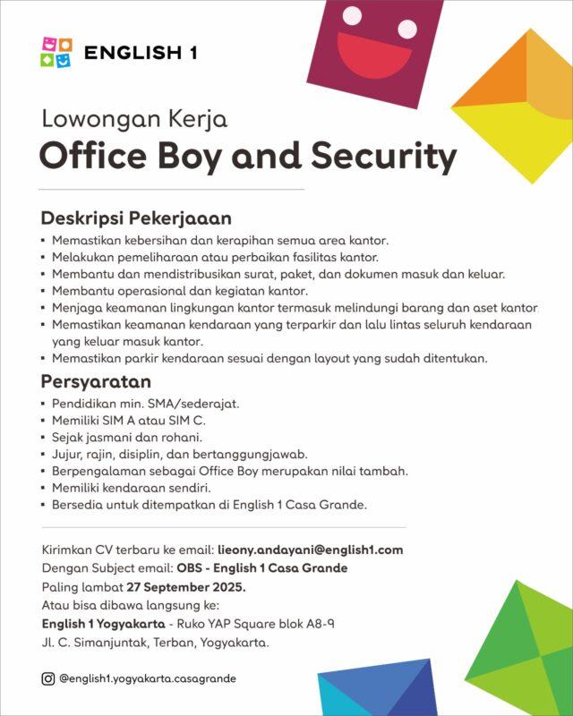 Lowongan Kerja Office Boy and Security - Sales Consultants - English Teachers - Finance Staff di ...