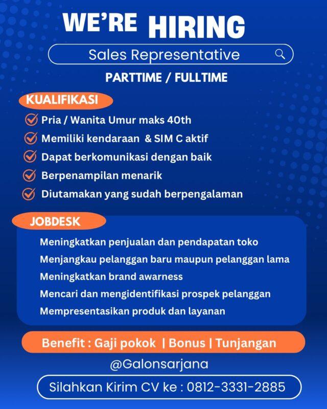 Lowongan Kerja Sales Representative di Galon Sarjana - LokerJogja.ID