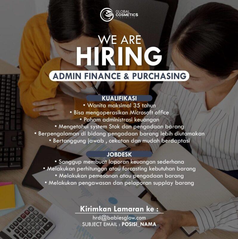 Lowongan Kerja Admin Finance & Purchasing di Global Cosmetics - LokerJogja.ID