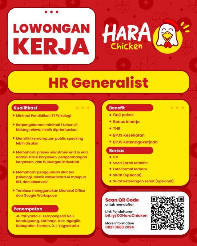 Lowongan Kerja HR Generalist di Hara Chicken - LokerJogja.ID