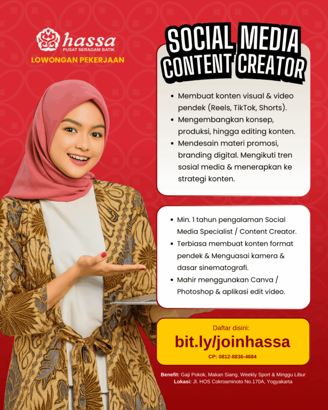 Lowongan Kerja Social Media Content Creator di Hassa Pusat Seragam ...