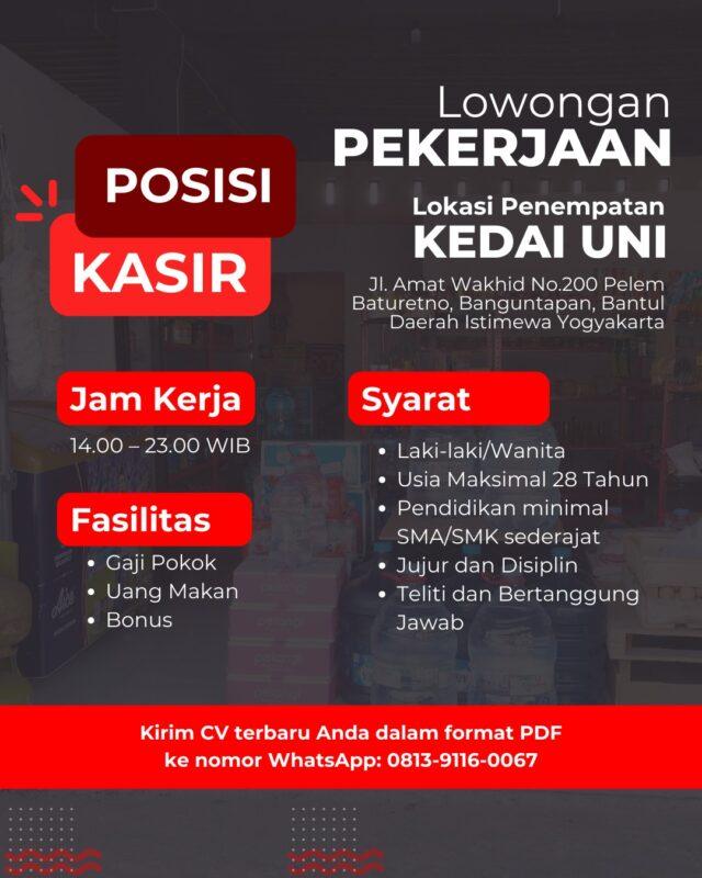 Lowongan Kerja Kasir di Kedai UNI - LokerJogja.ID