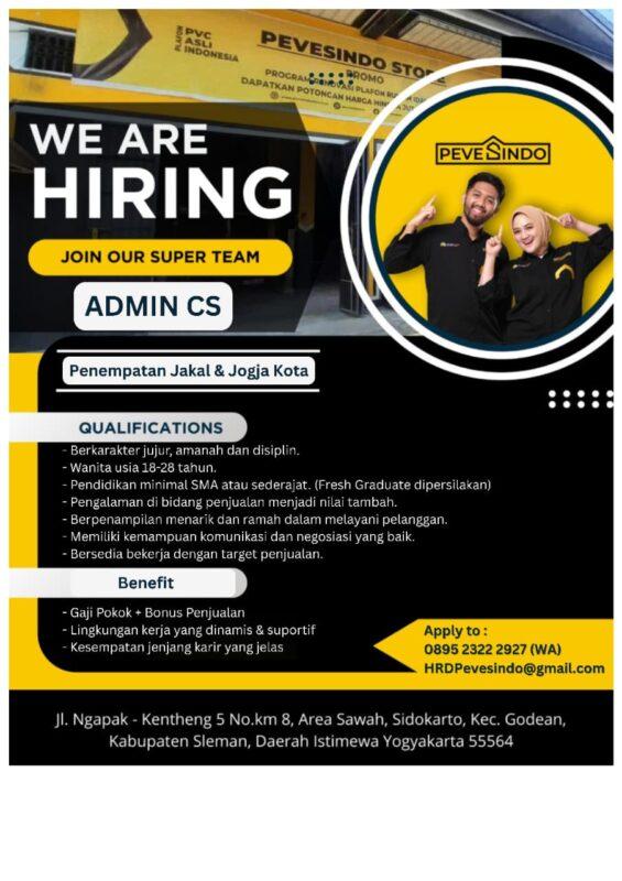 Lowongan Kerja Admin CS di Pevesindo - LokerJogja.ID